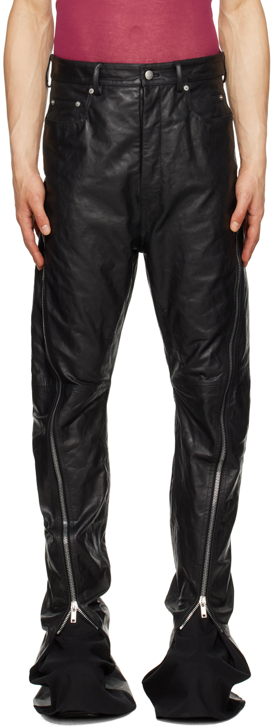Flared Pants Mens Leather Pants Rick Owens Leather Pants Men